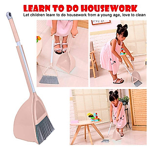 Toxz Kid's Housekeeping Cleaning Tools Set-3pcs, Small Mop Small Broom Small Dustpan,Adjustable Length,Labor-Saving,Suitable for Childs, Fabric
