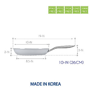 TECHEF - CeraTerra 10" Ceramic Nonstick Frying Pan Skillet, (PTFE, PFAS, and PFOA Free), Dishwasher Oven Safe, Stainless Steel Handle, Induction-Ready, Made in Korea (10-in)