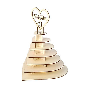 Amosfun 7-layer Wooden Chocolate Display Stand Heart Shape Romantic Delicate Candies Food Display Decor for Wedding Bridal Shower Party Supplies