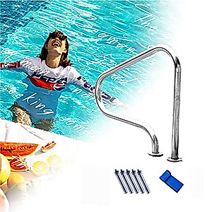 BTZHY Swimming Pool Handrails, 304 Stainless Steel Spa Handrail, Pool Rail w/Breathable Armrest Cover for Garden Backyard Pools Easy to Install (1PCS)