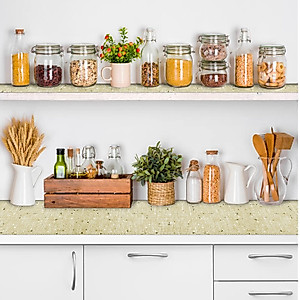 DwellAid Shelf Liner 18inch Wide Kitchen Cabinet Liner Non Adhesive 18inx8ft Kitchen Drawer Liner, Waterproof Shelf Liner Durable Anti-Slip for Kitchen Cabinets Beige