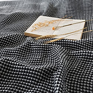 R.SHARE Soft Knit Waffle Throw Blanket for Couch Bed with Tassel, Thin Knitted Lightweight Cozy Woven for Sofa Travel, Cute Women Men, Big Twin Size, 60x80 inches, Black and White