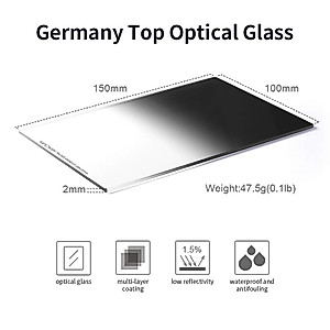 100 * 150mm Square Soft GND8 (3 Stop) Filter & Metal Filter Holder Kit + 8 Adapter Rings