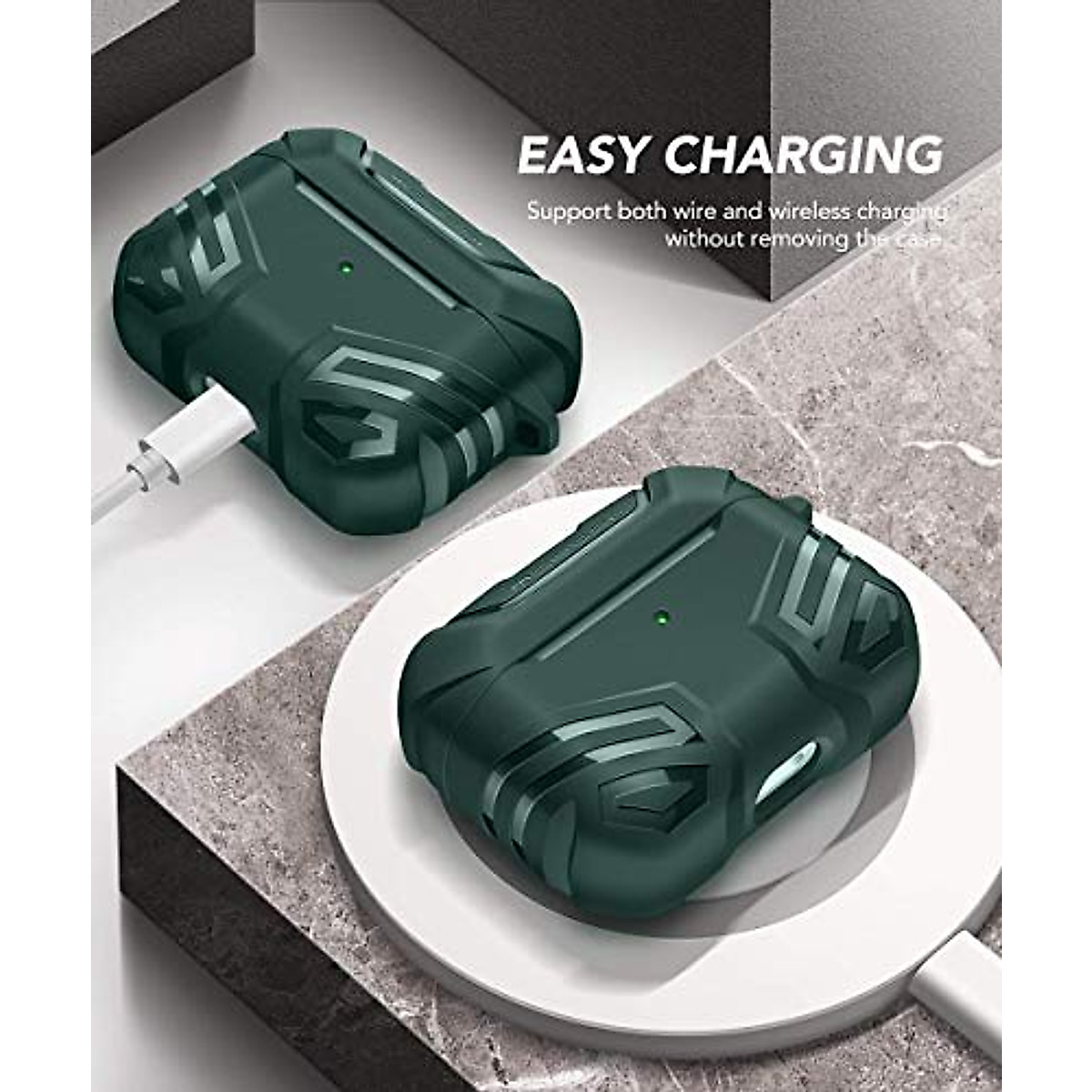 MOBOSI Vanguard Armor Cell Phone Accessory Bundle - AirPods Pro Case & iPhone 11 Pro Max Case (Midnight Green)