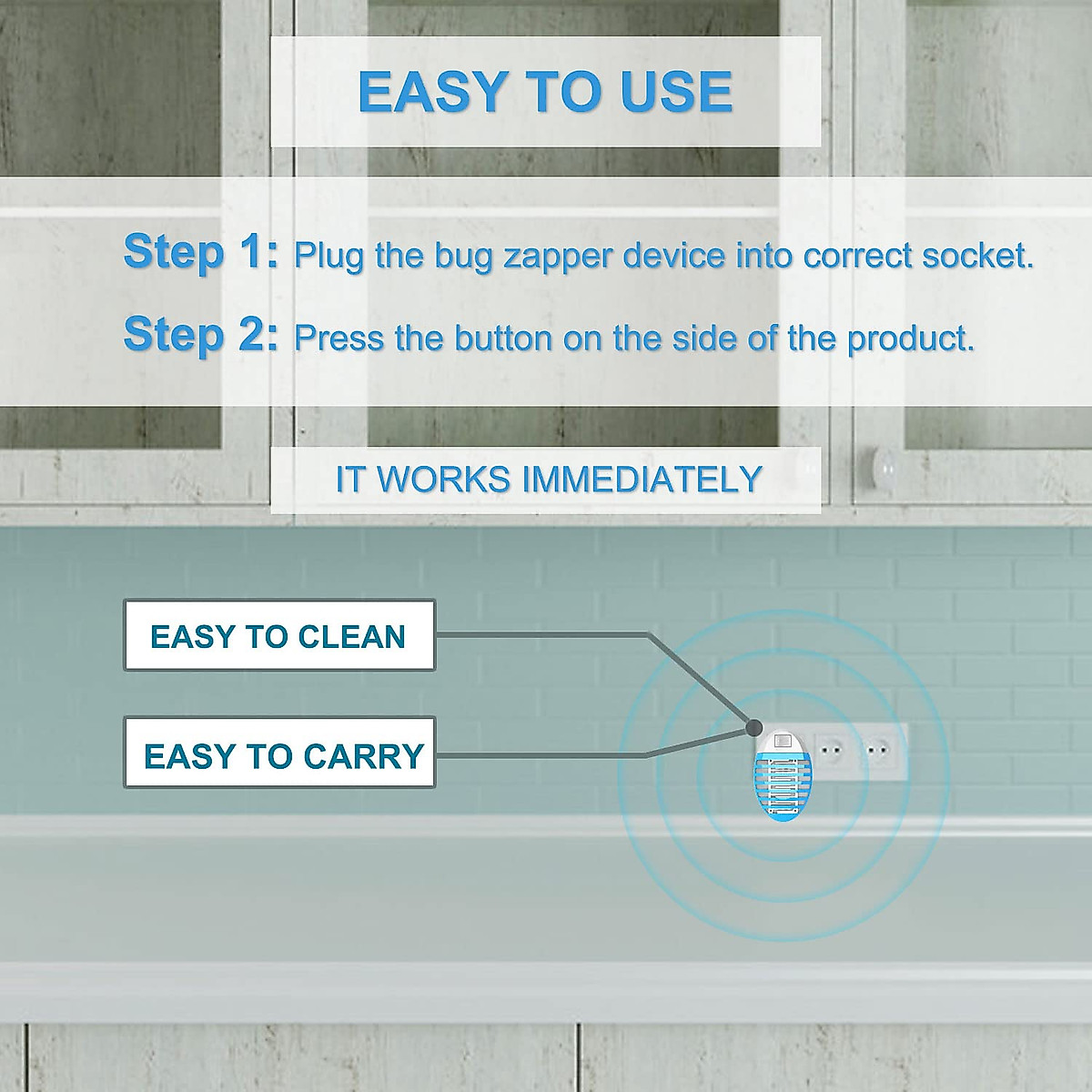 Plug in Bug Zapper Indoor Mosquito Zapper, Fly Zapper Electronic, Mosquito Killer with LED Light, for Patio, Bedroom, Kitchen, Office(4 Packs)