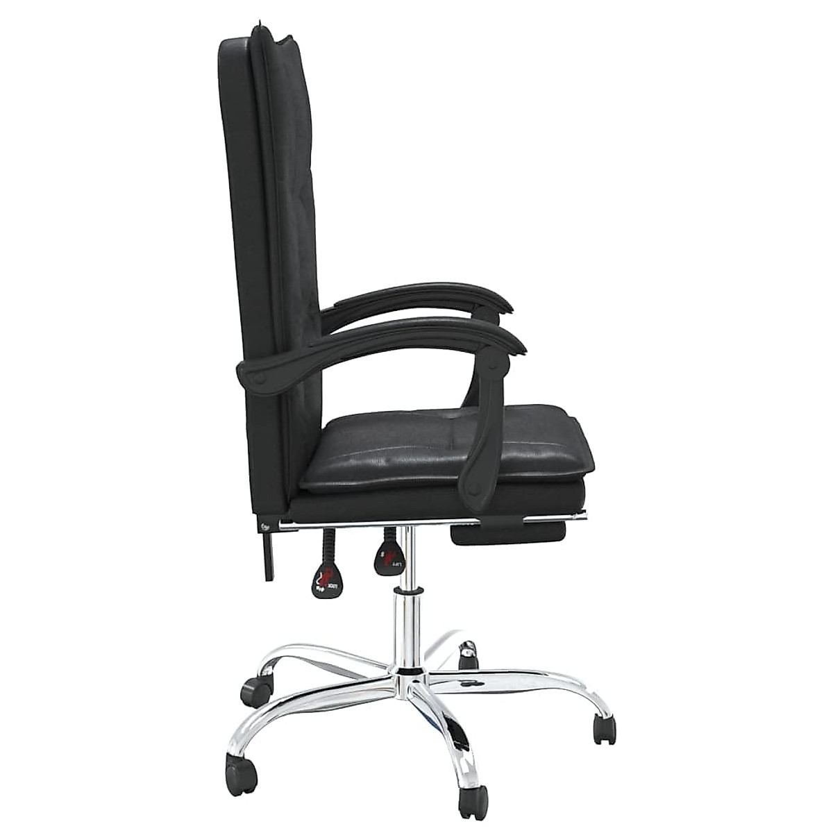 Reclining Office Chair,with Rolling Wheels with Adjustable seat Height Suitable for Office, Home, Study Space, Conference Room or Play Facility Black Faux Leather