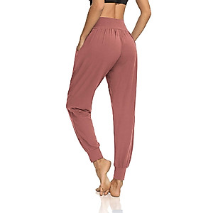 DIBAOLONG Womens Yoga Joggers Loose Workout Sweat Pants Comfy Lounge Pants with Pockets Cameo S
