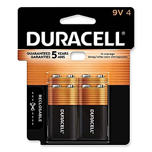 CopperTop Alkaline Batteries, 9V, 4/PK