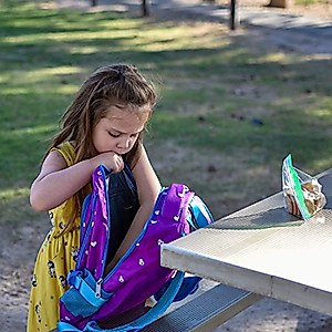 BLUEFAIRY Backpack Set with Lunch Bag for Girls Bookbag Kids Elementary School Bags for Child Teens Lightweight Waterproof Nylon Sturdy Gifts Large Pocket (Purple & Blue)