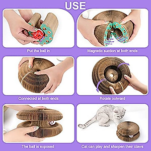 PetHse Magic Organ Cat Scratching Board, Interactive Scratch Pad Cat Toy with Toy Bell Ball