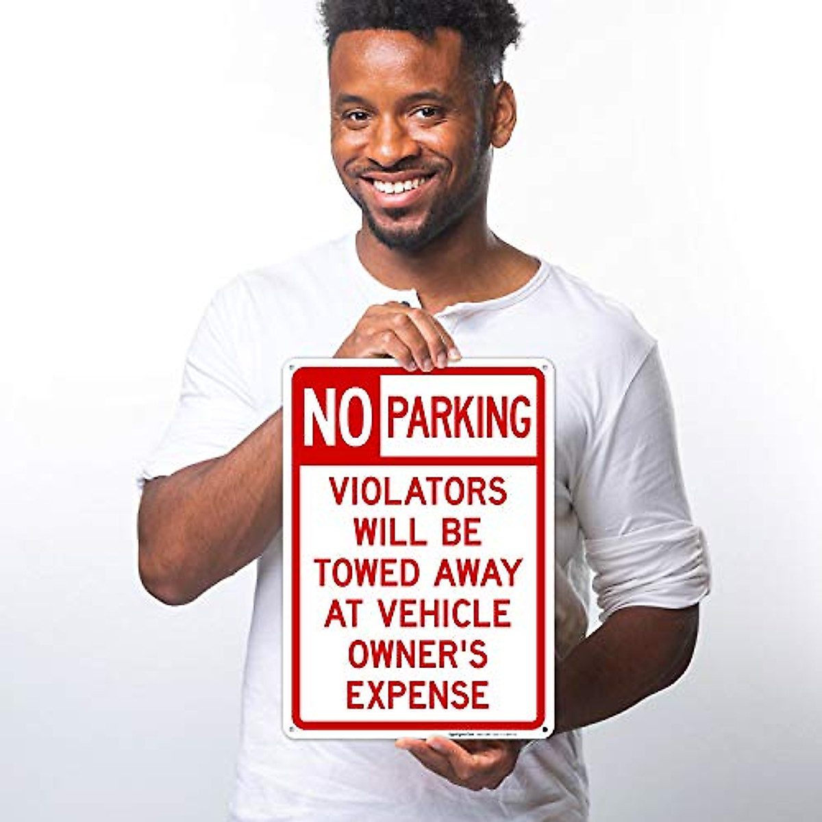 No Parking Sign, Violators Will be Towed10x14 Inches, Rust Free .040 Aluminum, Fade Resistant, Made in USA by Sigo Signs
