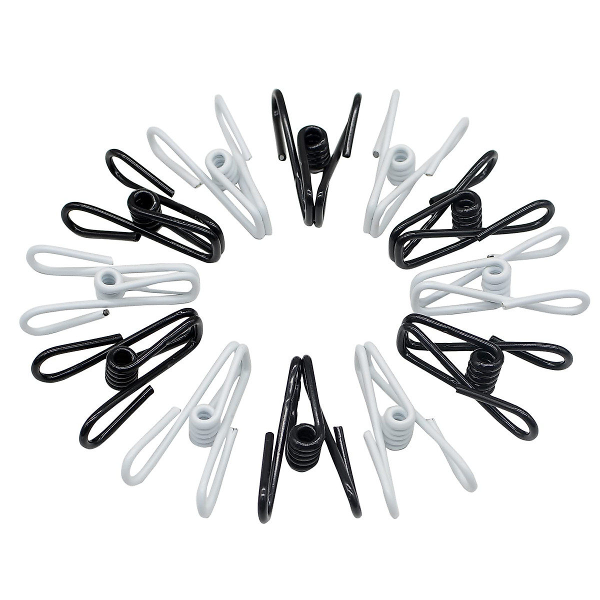 20 Pcs 2 Inch Black and White Chip Clips, PVC Coating High Elasticity Strength Steel Clothes Pins, Food Clips and Bag Clips