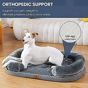 Yiruka Dog Beds for Medium Dogs, Washable Dog Bed with Removable Cover, Orthopedic Dog Bed with Egg-Crate Foam, Waterproof Dog Bed Nonskid Bottom, Pet Bed Medium Dog Bed