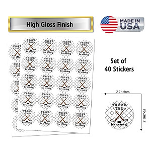 40 Thank You Hockey Labels, 2 Inch Big Round Glossy Stickers, Great Stickers for Birthday Party, Baby Shower, Wedding, Graduation, or Any Family Event Decorations, Made in USA