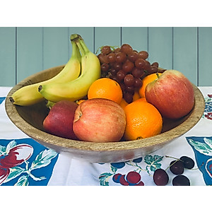 Fairwood Way Wooden Salad Bowl Set - 15" Extra Large Wooden Salad Bowl with Serving Utencils - Large 15 Inch Rustic Mango Wood Bowl, Salad Servers Included