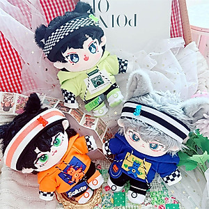 niannyyhouse 20cm Plush Doll Clothes Headwear Hoodie Pants Shoes Loose Cave Bear Set 8in Soft Stuffed Plush Toy Dress Up (Green)