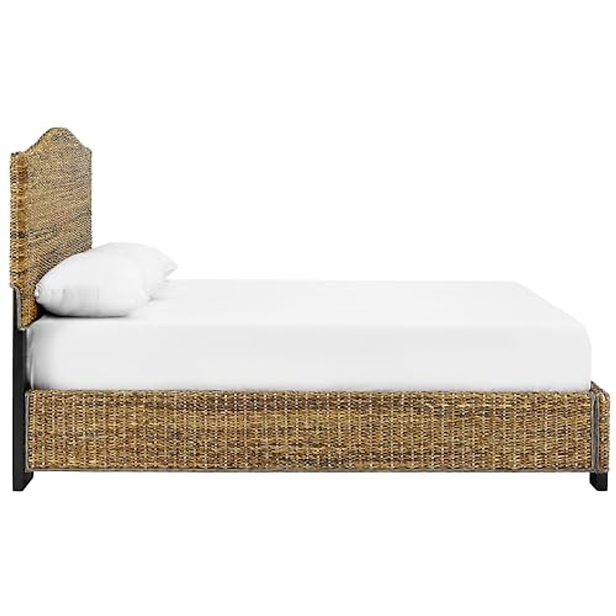 Crosley Furniture Serena Platform Bed, Handwoven Natural Fiber Rattan Headboard and Footboard Set, Banana Leaf, King