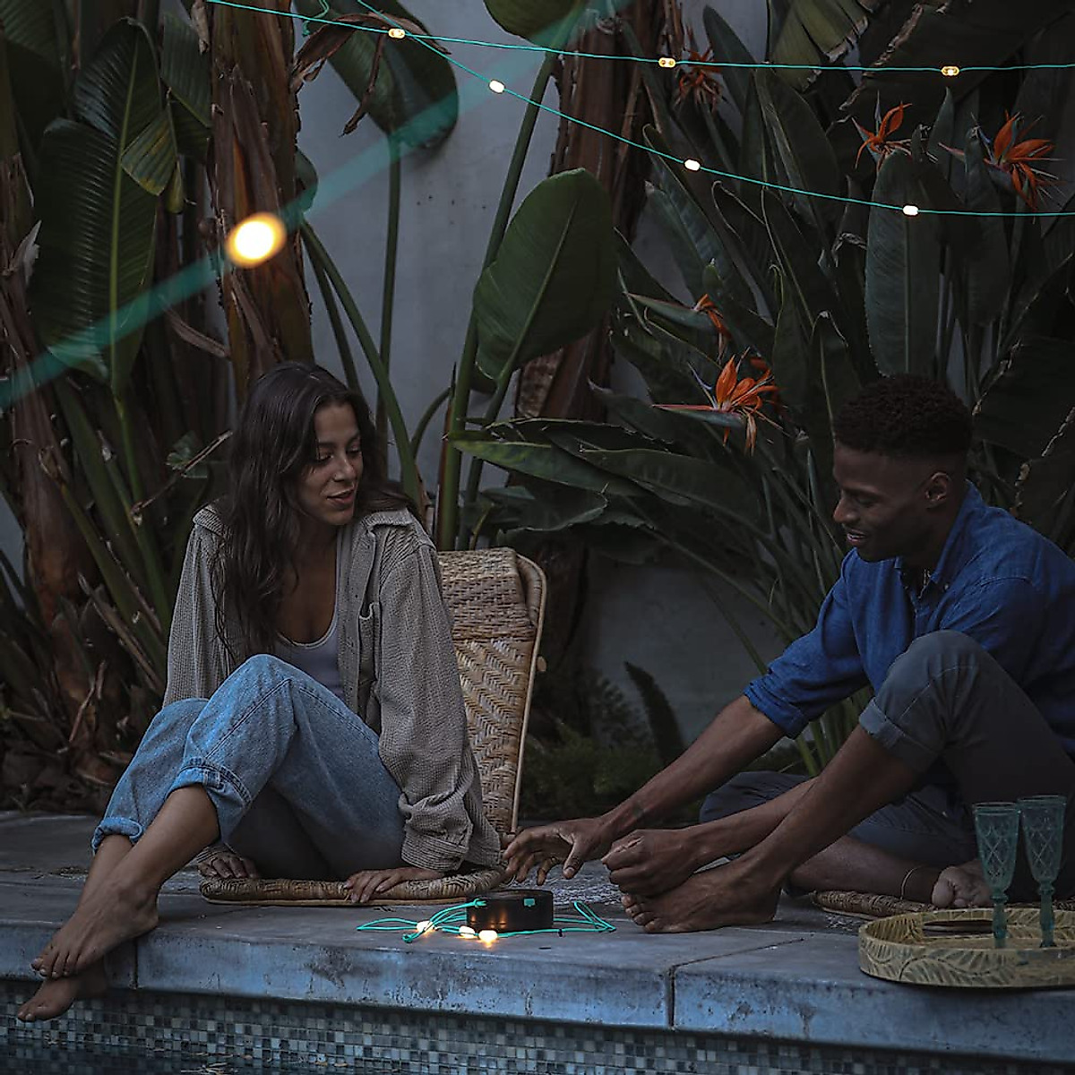 MPOWERD Luci Solar String Lights + Phone Charger: White 18' Rechargeable via Solar or USB-A, 100 Lumens LEDs, Lasts Up to 20 Hours, Waterproof, Camping, Backyard, and Travel