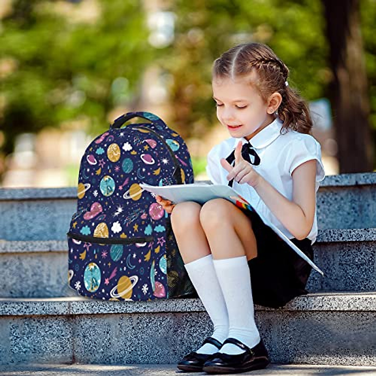 System Planets Backpack Galaxy Space Bookbag Laptop Bag Casual Hiking Travel Daypack Adjustable Strap Schoolbag for Boys Girls Teen