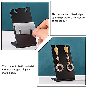 PH PandaHall 10pcs Acrylic Earring Holder Black Earring Display Stands L-shape Ear Organizer Dangling Earring Stands for Earring Necklace Jewelry Shows Retail Photography Props, 1.7x1.4x3 inch