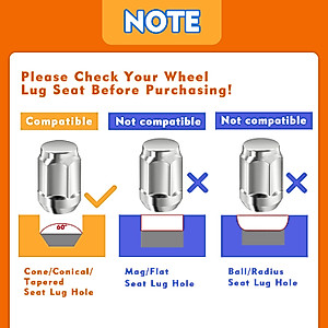 CLUBRALLY Golf Cart Chrome Lug Nuts Applicable to Yamaha/GEM, 12MMx1.25"Pack of 16