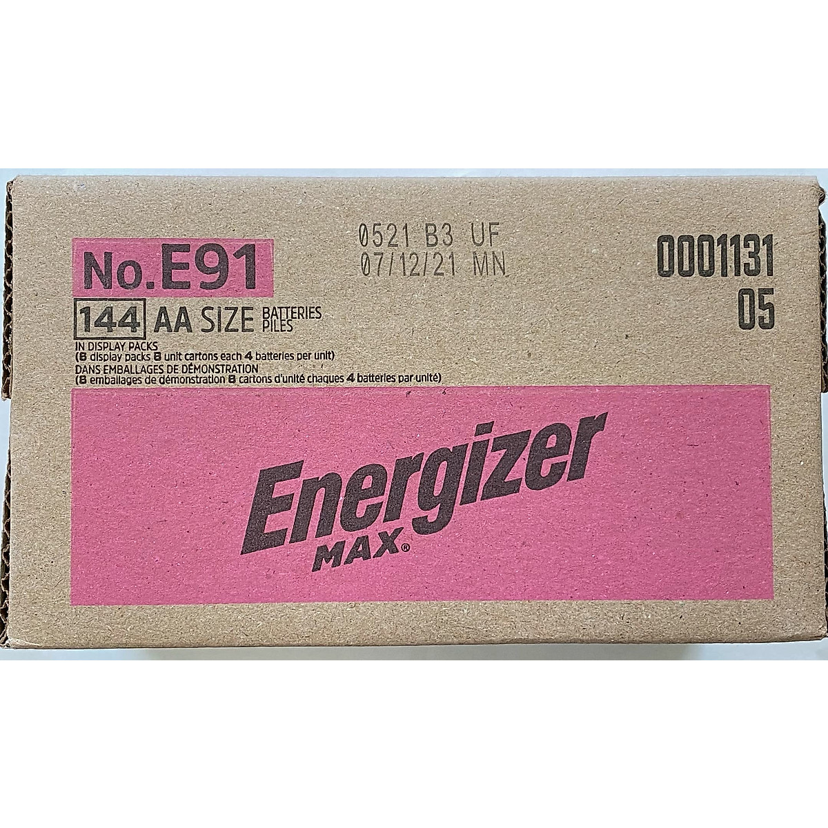 Energizer Max E91 AA Batteries - a case of 144 Counts AA Batteries - Made in The USA