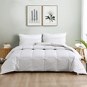 Dreamhood Lightweight Goose Feather Down Comforter Queen Size, White Down Duvet Insert Full Bedding Comforter, 100% Cotton Shell 90 X 90 Inches