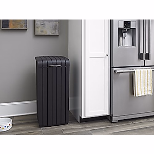 Keter Copenhagen 32 Gallon Resin Large Trash Can with Lid for Patio and Outdoor Kitchen, Brown