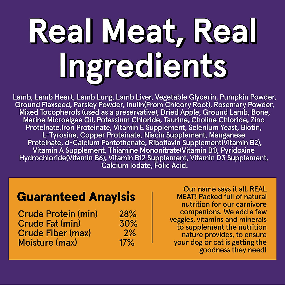 TRMC Real Meat Air Dried Dog Food w/Real Lamb - 5lb Bag of USA-Crafted Grain-Free Real Meat Dog Food Sourced from Hormone-Free, Free-Range, Grass-Fed Lamb - Digestible, All Natural, High Protein Lamb