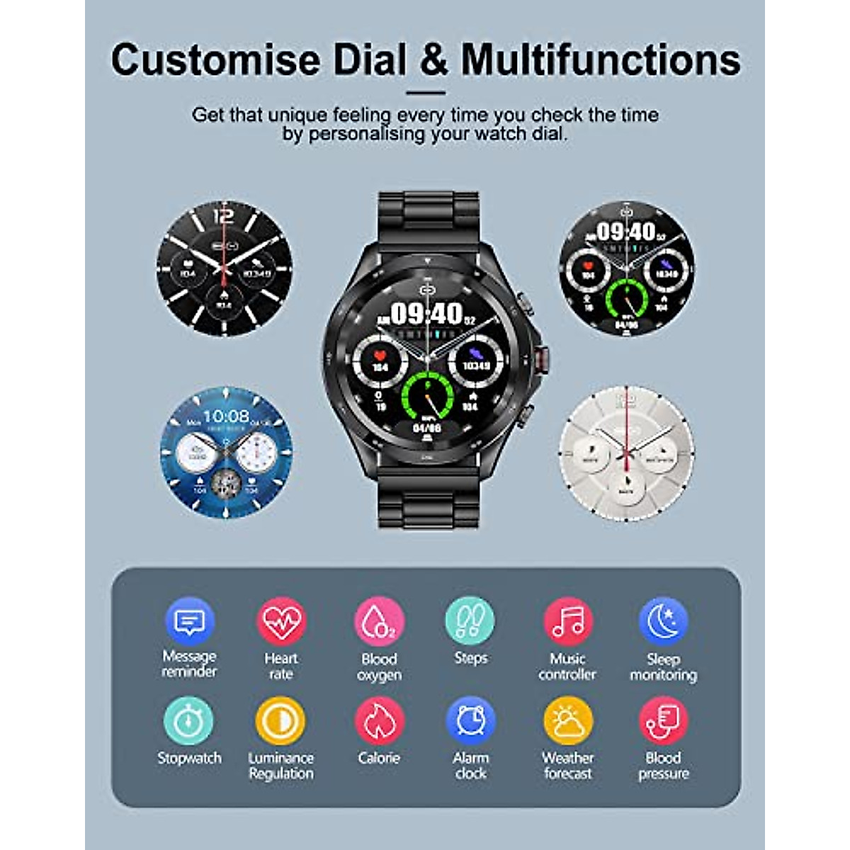 LIGE Smart Watch for Men(Answer/Make Calls), 1.32" Fitness Tracker with Heart Rate Sleep SpO2 Monitor,IP67 Waterproof,Activity Trackers and Smartwatches for iOS and Android Phones(All Black)