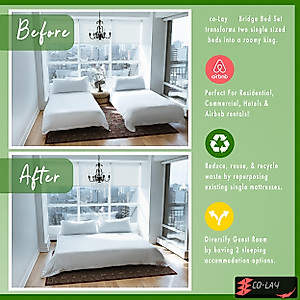 CO-Lay Bed Bridge Twin to King Converter Kit - Twin Bed Connector King Maker - Mattress Extender Joiner Gap Filler - Split King Bed Connector, Twin to King or Twin XL to King