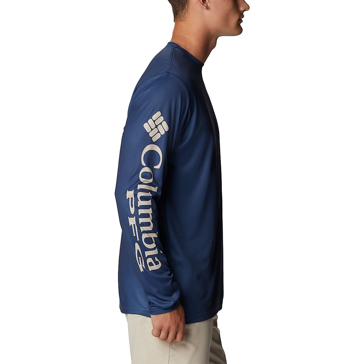 Columbia Men's Terminal Tackle PFG Carey Chen Long Sleeve, Carbon/Ancient Fossil Inshore Trio, Large