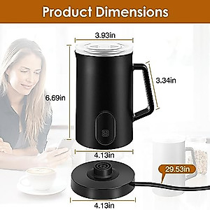 Electric Milk Frother Steamer Milk Foamer 4 in 1 Multifunctional Hot Cold Milk Foam Maker 20oz/390ml Automatic Quiet Milk Warmer Latte Cappuccinos Hot Chocolate (White)