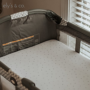 Ely's & Co. Pack N Play,Playard,Portable Crib Sheet 2-Pack Combed Jersey Cotton for Baby Boy or Baby Girl (Grey Dottie)