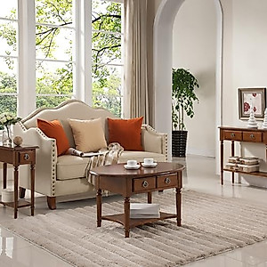 Coastal 30 in. Solid Wood Hall Console Table with Drawer Storage, Pecan Brown – Leick Home, 20027-PC