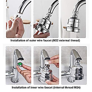 Kitchen Sink Aerator, 360-Degree Swivel Faucet Aerator, Water Saving Faucet with Gasket Faucet Replacement Part for Kitchen,Bathroom - 3 Spray Modes Adjustment