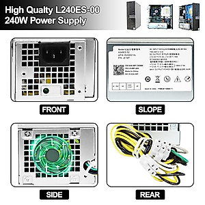 LXun L240ES-00 H240ES-02 B240AM-02 240W Power Supply Compatible with Dell OptiPlex 3050 5050 7050 Mini Tower J61WF DK87P F484X DW3M7 HT04K (6Pin + 4Pin Connector)