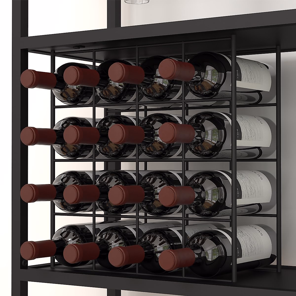 HSH Tall Bar Cabinet, Black Liquor Cabinet with Drawer, Large Modern Wine Cabinet with Storage Shelf and Wine Rack, Industrial Wood Coffee Bar Cabinet for Home Kitchen Living Room, Black Oak, 77 in