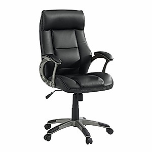 Sauder Gruga Leather Managers Chair, Black finish