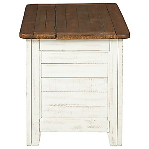 Signature Design by Ashley Dashbury Rustic Farmhouse Storage Trunk or Coffee Table, Antique White & Brown