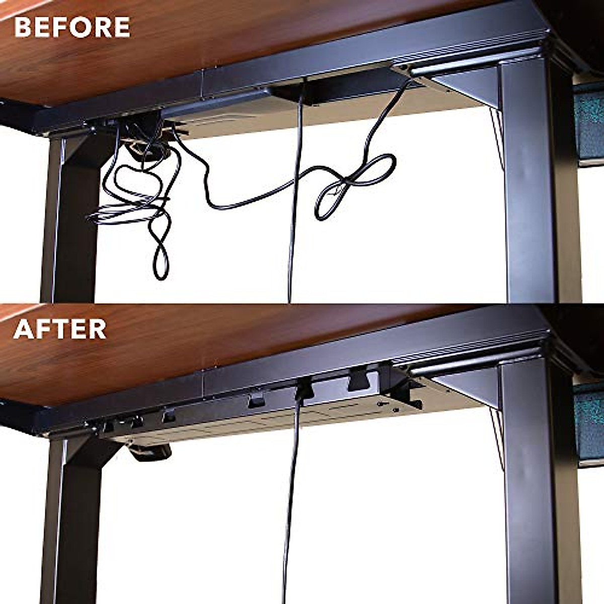MOUNT-IT! Under Desk Cable Tray [23" Length] Wire Management Basket for Desktop Computers, Laptops, Sit Stand Desks and Workstations (Black)