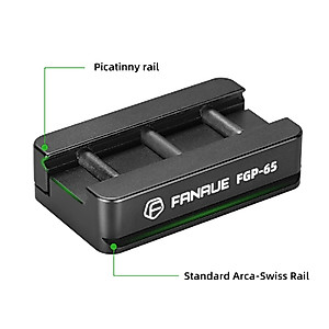 FANAUE FGP-65 Picatinny Arca-Swiss Compatible Rail Plate with Anti-Slip Slot, CNC Machined Aluminum,Tripod Dovetail Adapter Mount