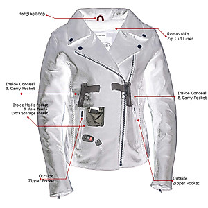 Xelement B8000 Women's Black 'Classic Braided' Fitted Motorycle Jacket - 3X-Large