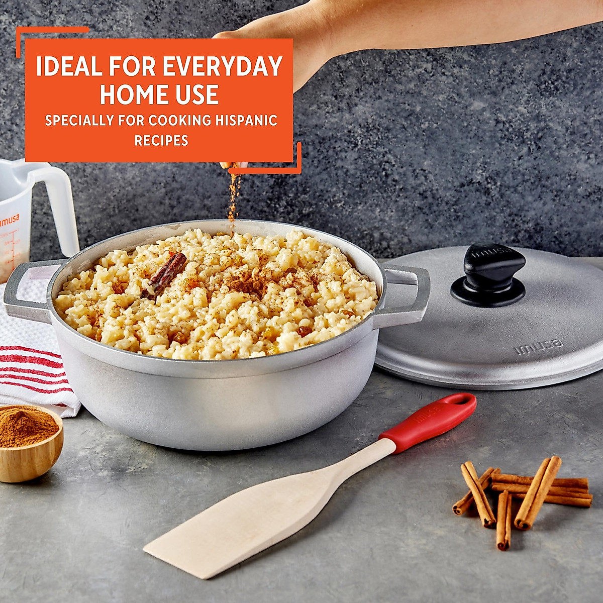 IMUSA USA GAU-80503 2.6Qt Traditional Colombian Caldero (Dutch Oven) for Cooking and Serving, Silver