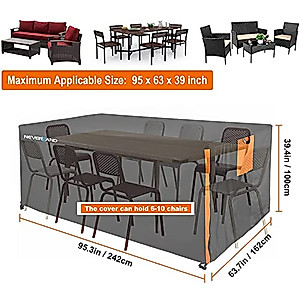 NEVERLAND Rectangular Patio Table Cover 95x64x40 inch , Patio Furniture Covers 420D Heavy Duty Waterproof Outdoor Lawn Patio Furniture Covers