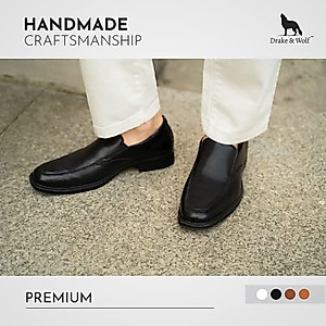 Drake & Wolf Mens Loafers Shoes - Mens Dress Shoes - Classic Manmade Microfiber Leather Loafers for Men Casual Dress Shoes - Comfortable Slip On Dress Shoes for Men - Formal Shoes Black