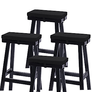 baibu Rectangle Bench Stool Cushion, Set of 4 Non-Slip Saddle Stool Seat Cushions Bar Stool Cushion with Machine Washable Cover - 4 Cushions Only (Black, 18x9.5x1.5in)