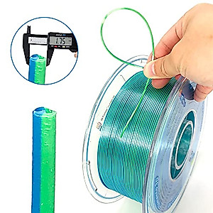 YOUSU Silk PLA Filament 1.75mm, 3D Printer Filament Coextrusion Filament Dual Color, Compatible with Most of 3D Printer, Silk Blue Green 1kg(2.2lbs).