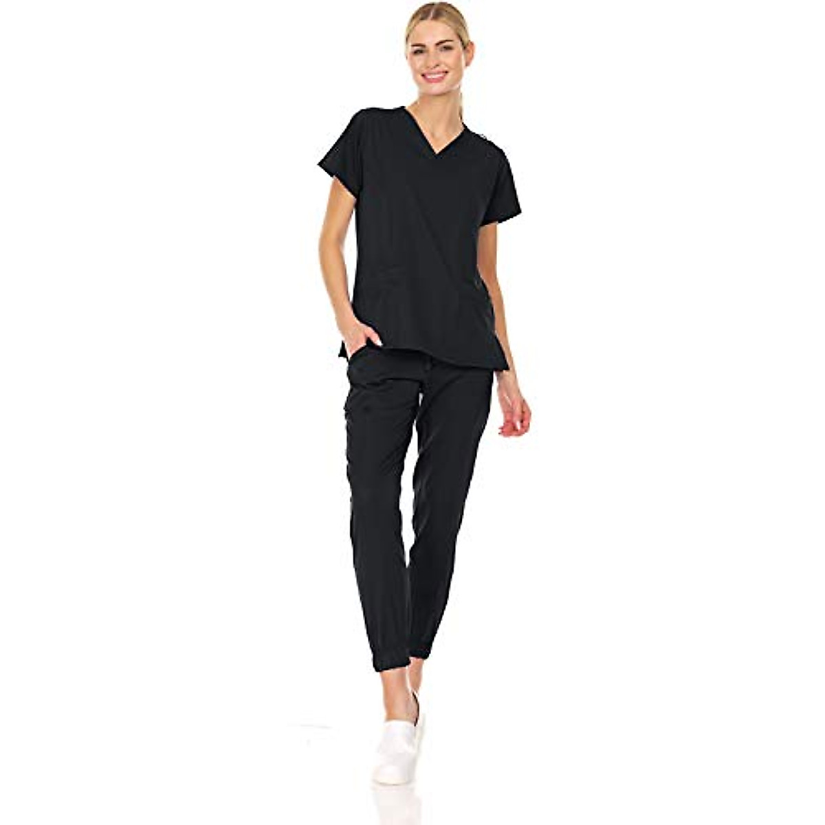 Mini Marilyn Stretch V-Neck Jogger Scrubs Set, Available in Over 12 Colors