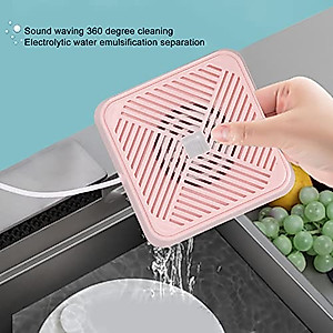 Mini Fruit Dishwasher, Safe USB Dishwasher Sound Vibration Double Purification for Home(Pink)